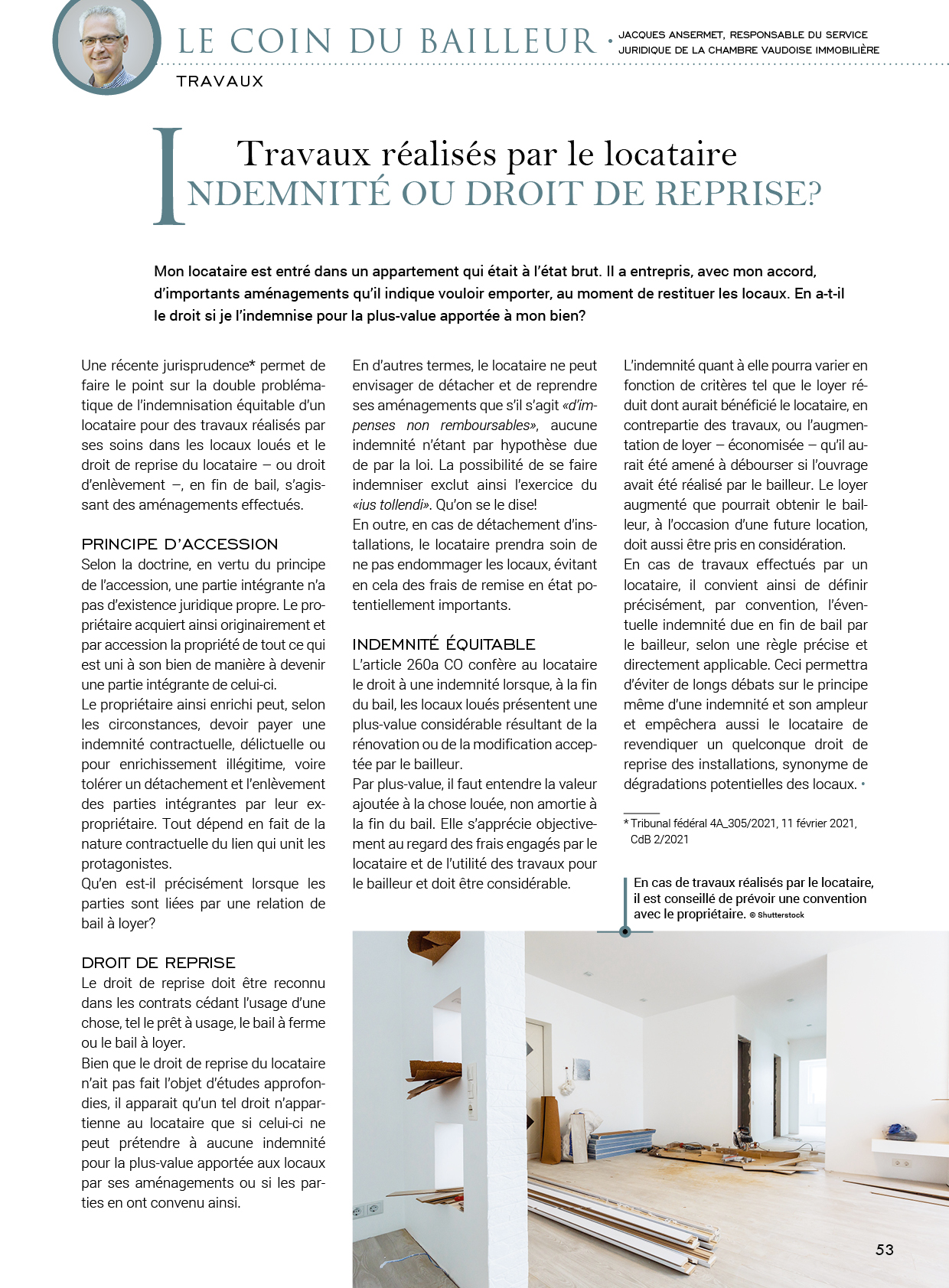 Travaux Effectus Par Le Locataire Indemnisation